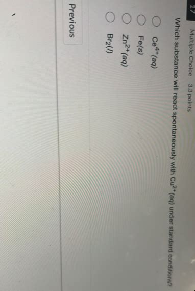 Solved 17 ﻿multiple Choice 33 ﻿pointswhich Substance Will