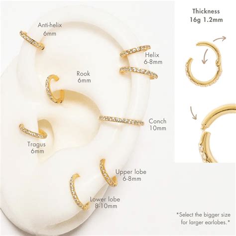 14k Gold Cartilage Hoop Cartilage Jewelry Cartilage Pavé Hoop Earring