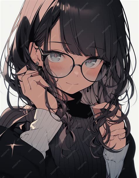 Premium Photo Anime Girl With Glasses And A Sweater