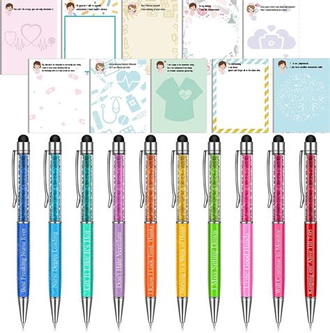 Juego De 20 Bolígrafos Divertidos Para Enfermera Y Blocs De Notas