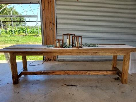 Custom Built Outdoor Farmhouse Dining Table Rustic And Etsy Banco