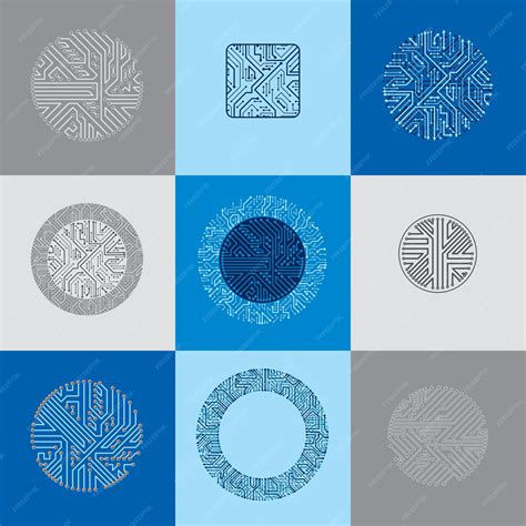 Premium Vector Set Of Vector Technology Cpu Designs With Square And