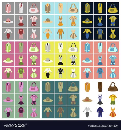 Assembly Flat Icons Fashion Clothes Royalty Free Vector
