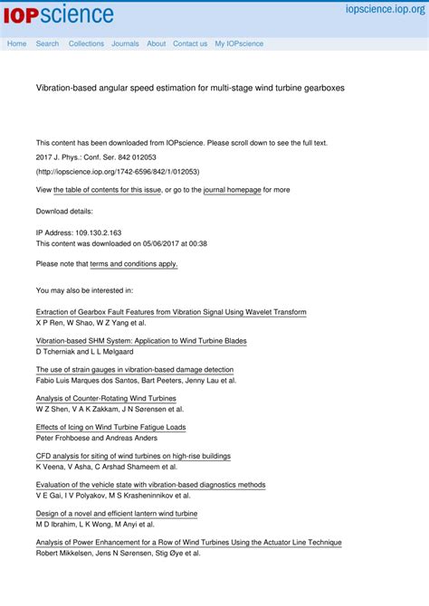 Pdf Vibration Based Angular Speed Estimation For Multi Stage Wind Turbine Gearboxes
