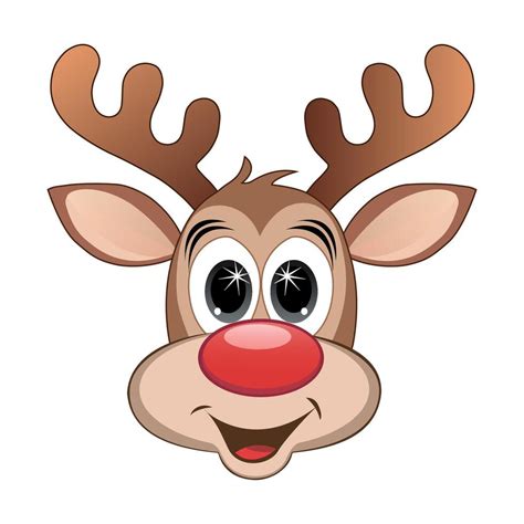 Cartoon Deer Head Illustration Cute Reindeer Face Craft Christmas