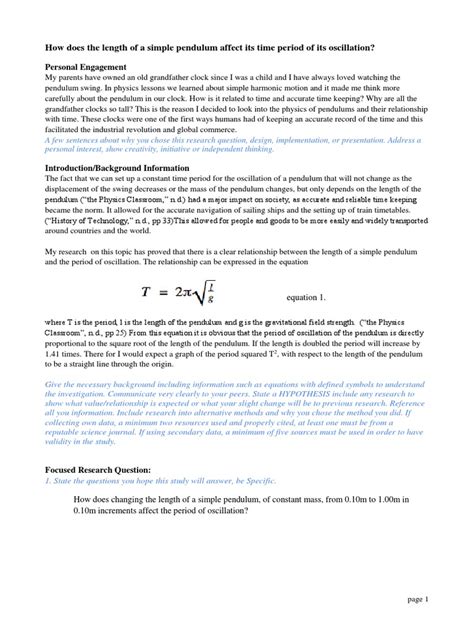 Ib Physics Ia Pendulum Observational Error