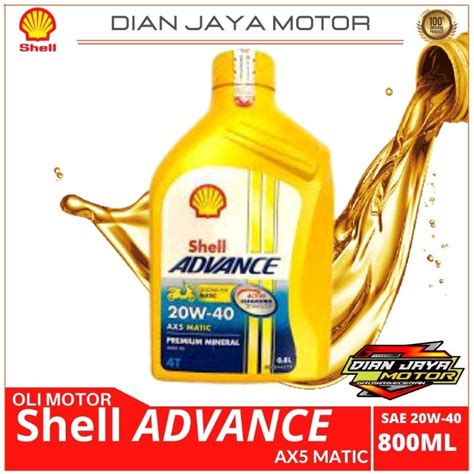 Jual Shell Advance Ax5 Matic Sae 20w 40 800 Ml Oli Mesin Shell Kuning