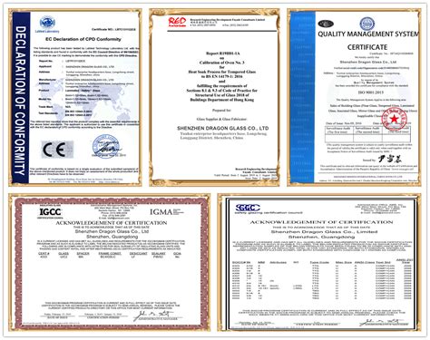 Certifications Shenzhen Dragon Laminated Glass