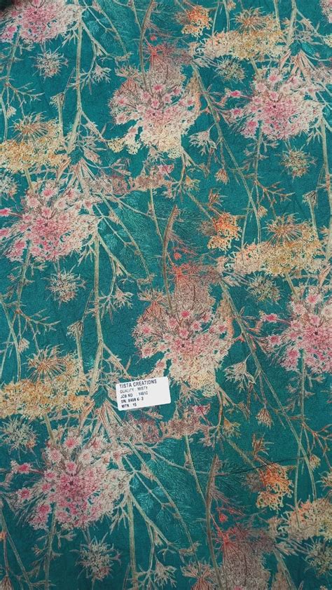 Diy Fabric With Green Pink Flowers