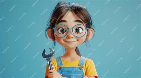 Nerd Cartoon D And Illustration With Tool On Backdrop Character Or