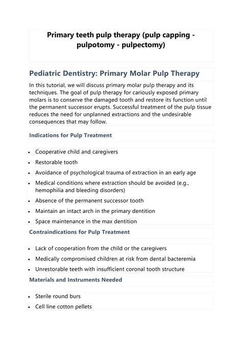 Solution Primary Teeth Pulp Therapy Studypool