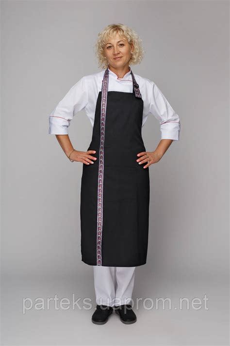 Фартух жіночий Лента чорного кольору з кантом продаж ціна у Києві Робочі фартухи від