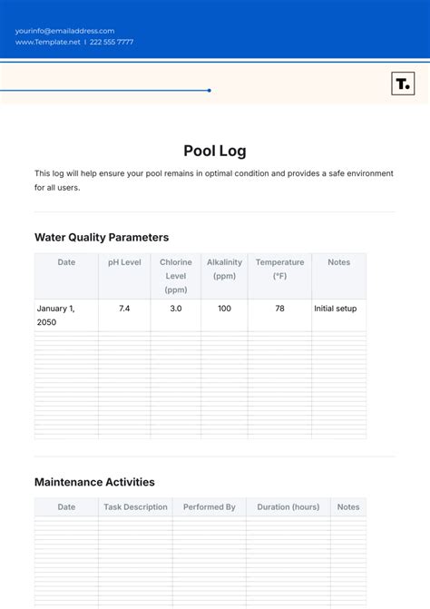 Free Pool Log Template To Edit Online