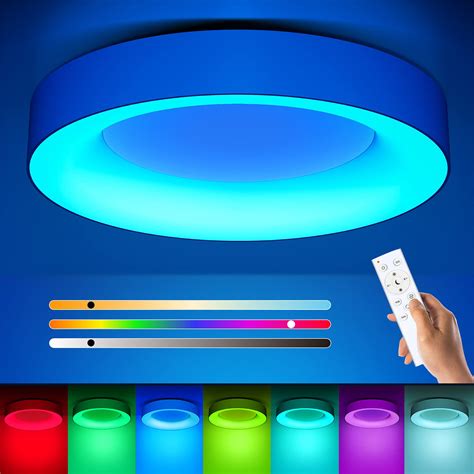 Annaror Rgb Led Flush Mount Ceiling Light With Remote Control 11 Inch 24w Dimmable Ceiling