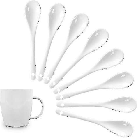Pack Of 10 Egg Spoons Porcelain Egg Spoons White Egg Spoons Teaspoons