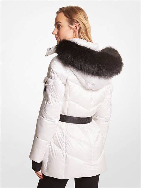 Michael Kors Faux Fur Trim Quilted Coat Online