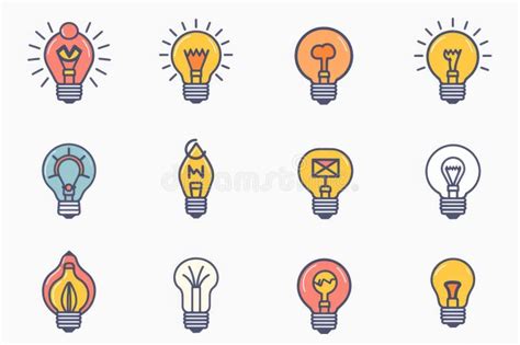 Light Bulb Flat Icon Set Light Bulb Icons Collection Simple Minimal