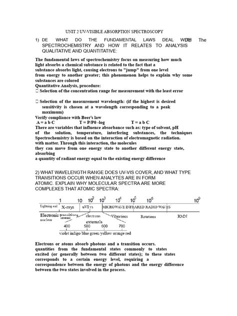 Unit 2 Absorption Spectroscopy In The Uv Pdf Electromagnetic