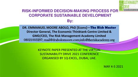 Pdf Risk Informed Decision Making Process For Corporate Sustainable