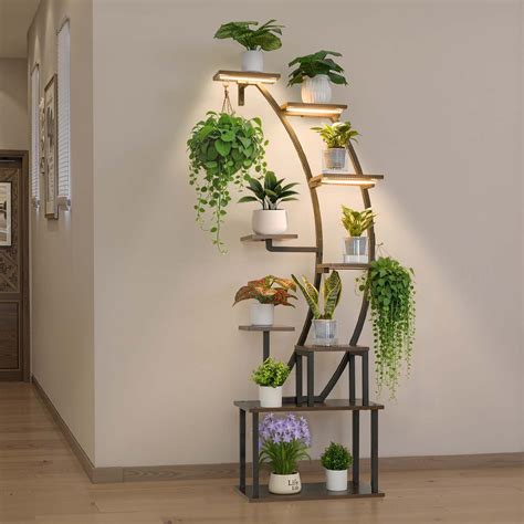 Vevor Plant Stand Indoor With Grow Lights 63 In Tall 9 Tier Lighted