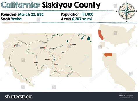 Large Detailed Map Siskiyou County California стоковая векторная