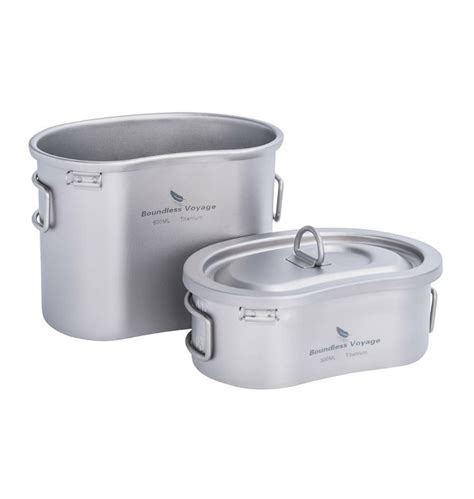 Ibasingo 티타늄 캔틴 메스 키트 접이식 손잡이 걸이 링 초경량 휴대용 점심 야외 캠핑 하이킹용 티몬