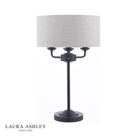 Laura Ashley Sorrento 3 Lichts Tafellamp In Matzwart En Naturel Met Lampenkap Stillorgan Decor