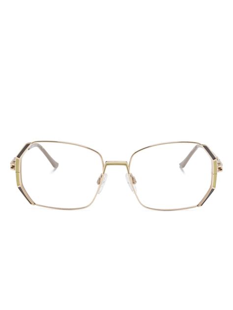 Cazal Oversized Frame Glasses Gold Farfetch Uk