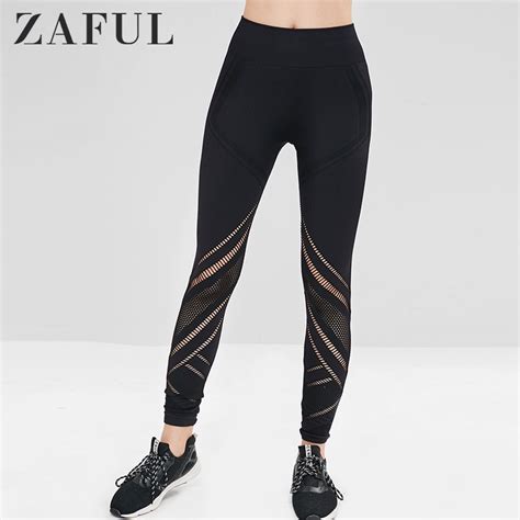 Zaful 원활한 스포츠 천공 된 체육관 레깅스 높은 허리 여성 운동 레깅스 바지 휘트니스 운동 레깅스 2019 밀어레깅스