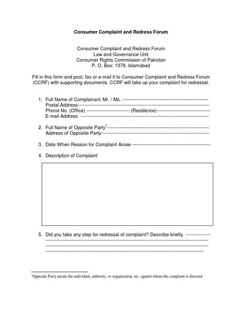 Consumer Complaint Form Pdf Consumer Protection Public Sphere