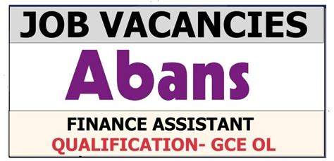 Finance Assistant Abans Finance Plc Vacancies 2024 Ceylon Vacancy