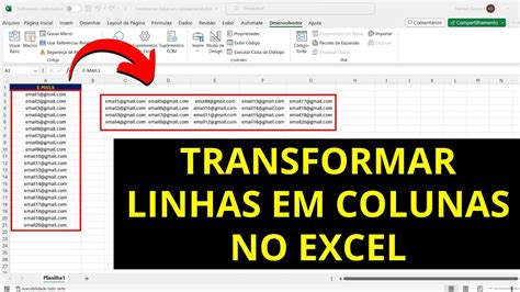 Como Transformar Linhas Em Colunas No Excel Usando Vba Tutorial Completo Youtube