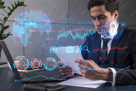 Premium Photo Man In Office Think And Dream Datum Financial Drawing