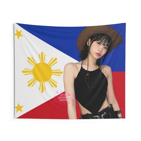 Le Sserafim Chaewon Philippines Flag Tapestry Kpop Funny Room Merch