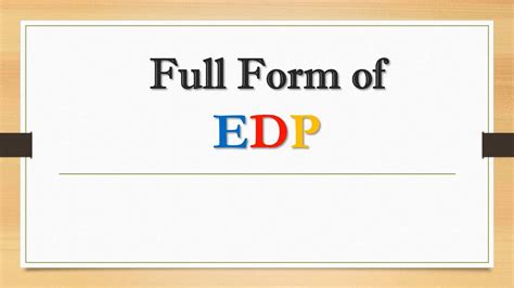 Full Form Of Edp Did You Know Youtube