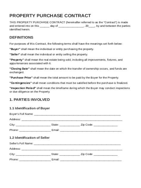 Property Purchase Contract Template Fill Out And Sign Online Dochub