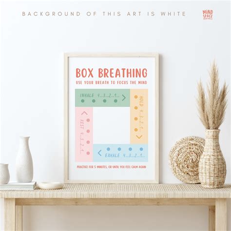 Box Breathing Technique Breathing Poster Mental Health Calming