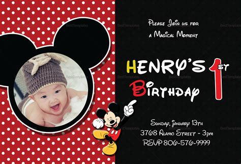 Mickey Mouse Theme Invitation