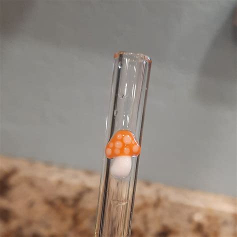 12 Inch Custom Color Mushroom Glass Straw Drinking Strawsglass