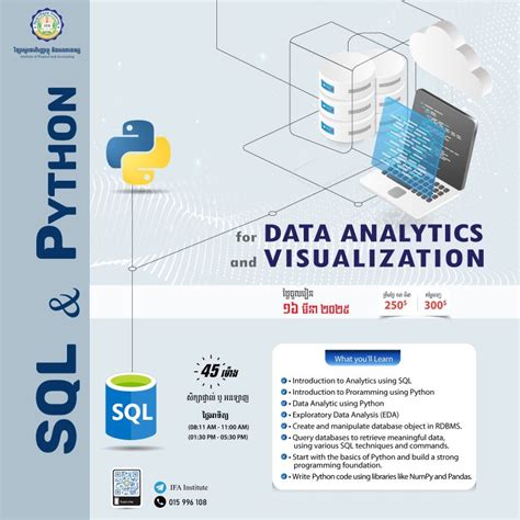🎯វគ្គ Sql And Python For Data Analytics And Visualization Institute