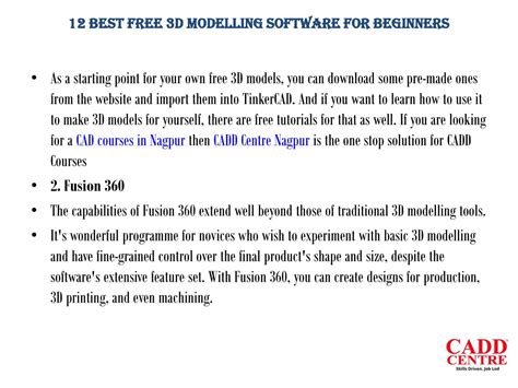Ppt 12 Best Free 3d Modelling Software For Beginners Powerpoint
