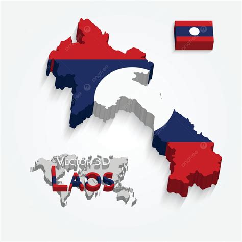 Laos Flag Map
