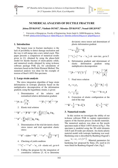 Pdf Numerical Analysis Of Ductile Fracture