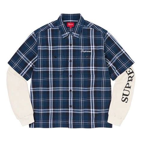 Supreme Thermal Work Shirt Navy White Sup Fw21 255