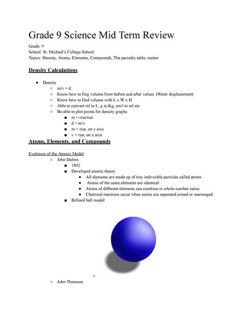 Gr9 Science Notes Grade 9 Science Mid Term Review Grade 9 School