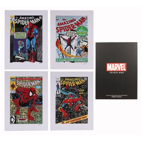 773 Set Of Four Limited Edition Stan Lee Autographed Spider Man And