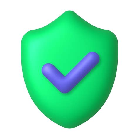 Premium Vector Purple Checkmark On Green Shield Security And Protection Concept 3d Realistic
