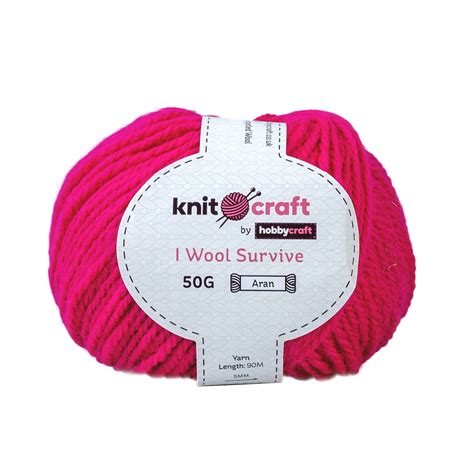Knitcraft Hot Pink I Wool Survive Yarn 50g Hobbycraft