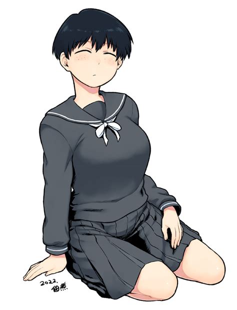 Safebooru 1girl Arm Support Black Hair Black Sailor Collar Blush
