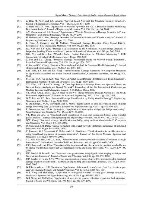 Signal Based Damage Detection Methods Algorithms And Applications